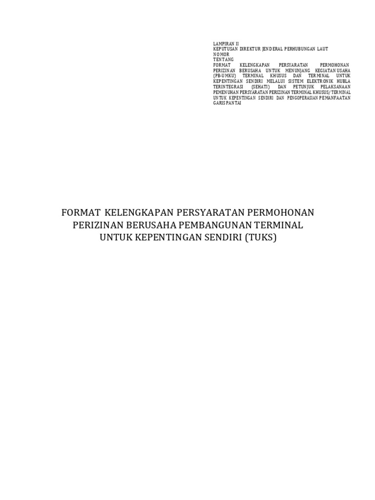 Format Kelengkapan Persyaratan Permohonan Tuks 44-74 | PDF