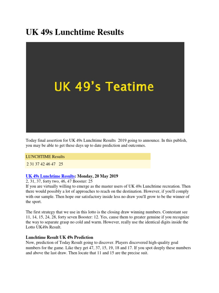 UK 49s Lunchtime | PDF | Sports & Recreation