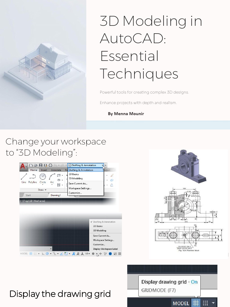Lec 06 3D-Modeling-in-AutoCAD-Essential-Techniques | PDF | 3 D Computer Graphics | 3 D Modeling
