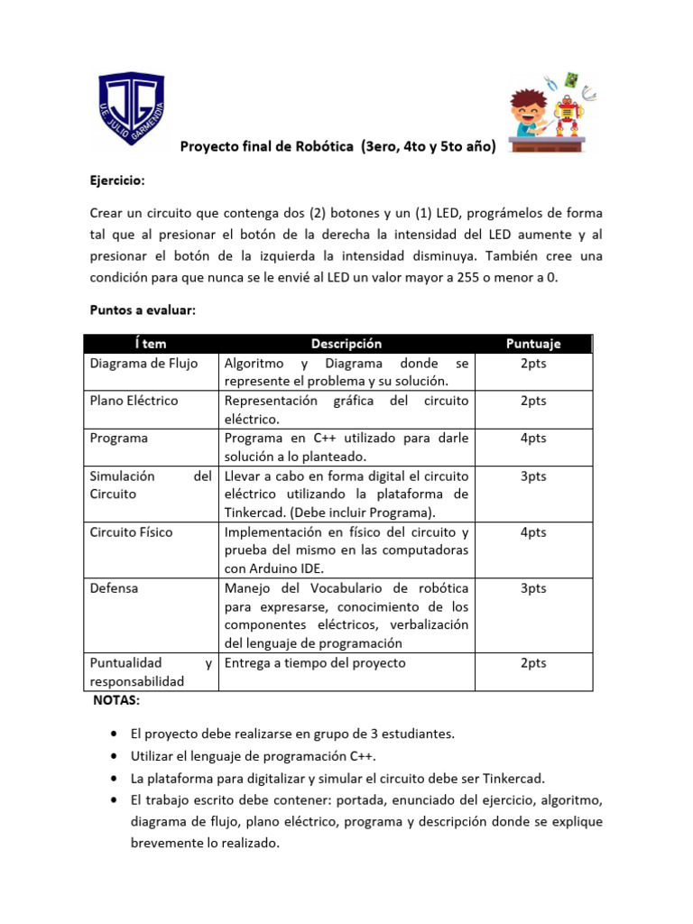 Proyecto Final de Robótica 2do Lapso 3, 4, 5 Año | PDF | Informática | Tecnología