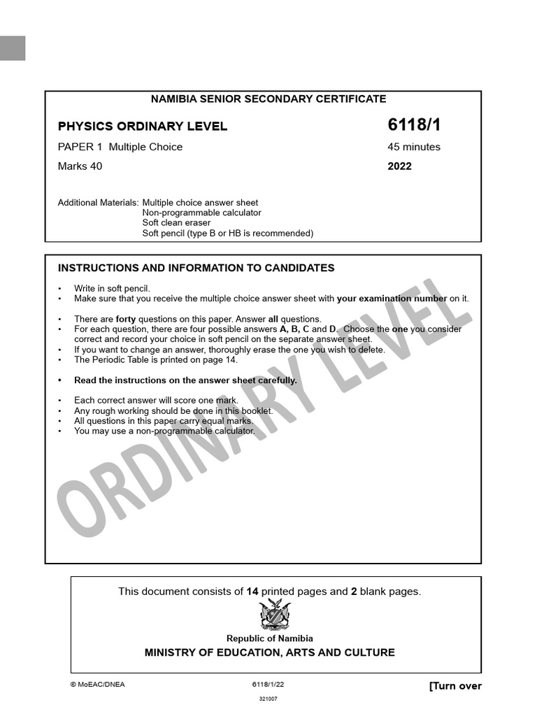 NSSCO - Physics Paper 1 6118-1 - First Proof 11.04.2022 | PDF | Atoms ...