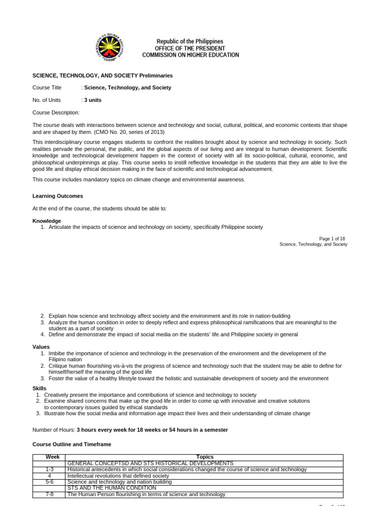 Science, Technology, and Society Course Overview | PDF | Science ...