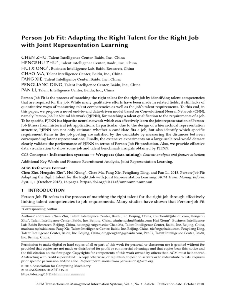 Person-Job Fit Paper | PDF | Artificial Neural Network | Artificial ...