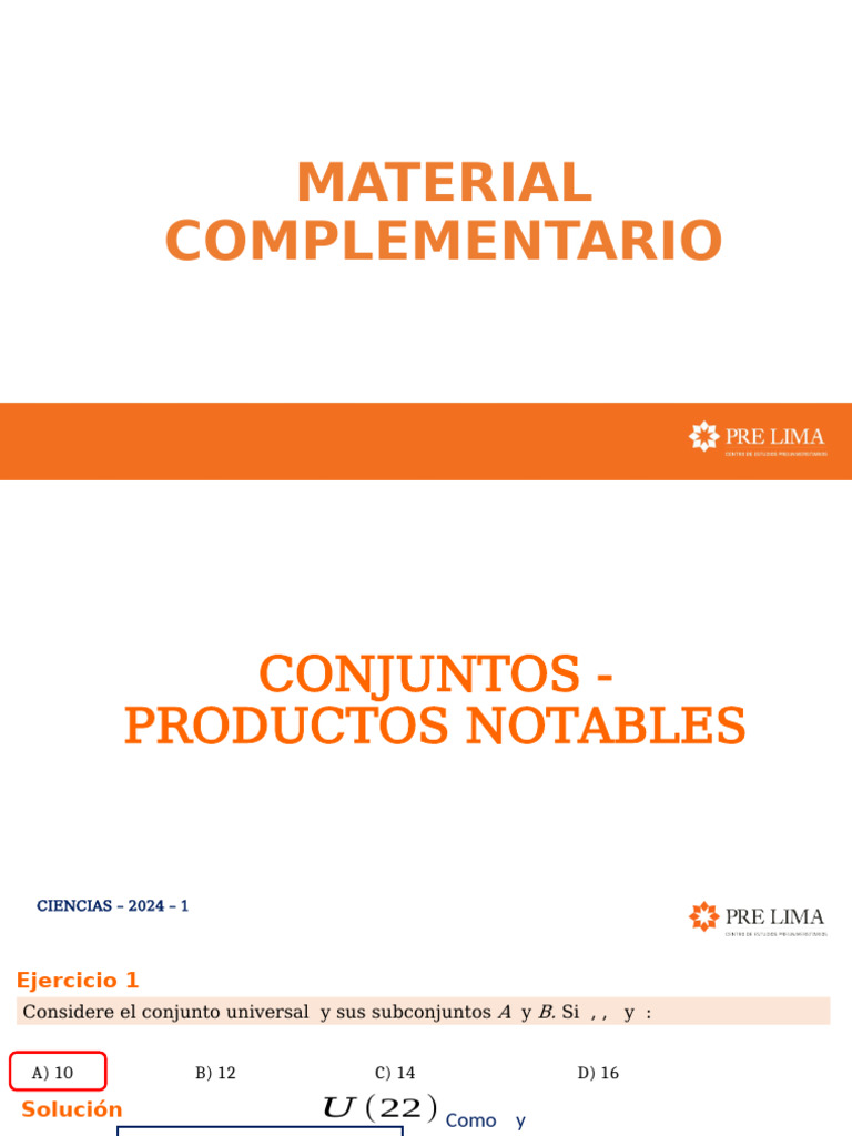 Material Complementario de Conjuntos y Productos Notable | PDF