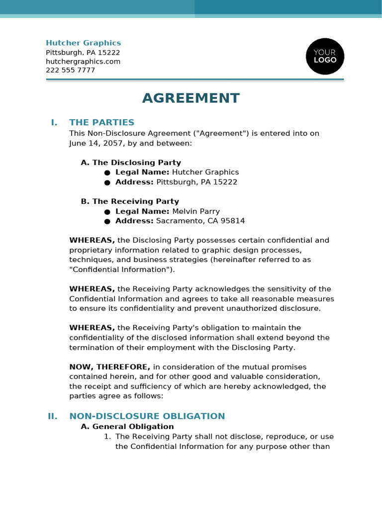 Simple Non-Disclosure Agreement Template | PDF | Non Disclosure ...