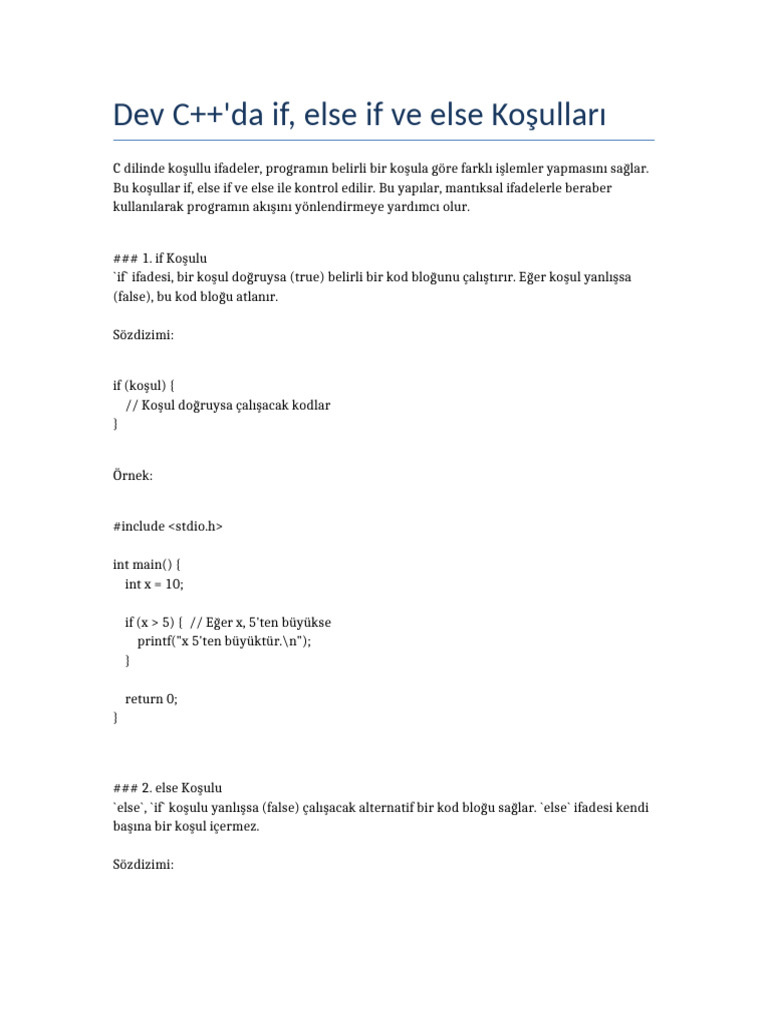 If Else Dev C | PDF