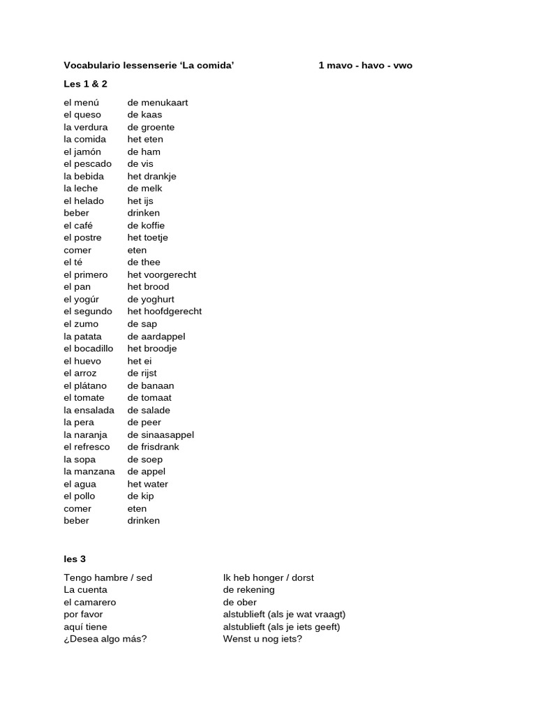 Spaans Woordenlijst | PDF
