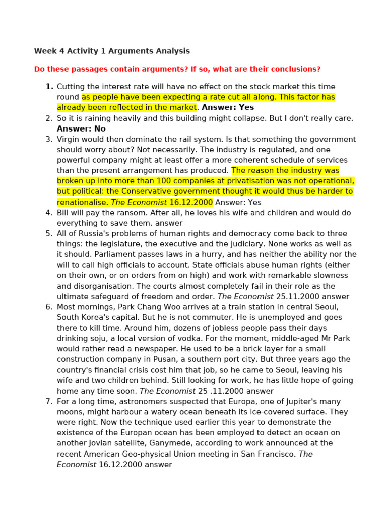 Week 4 Activity 1 Arguments Analysis | PDF | Europa (Moon)