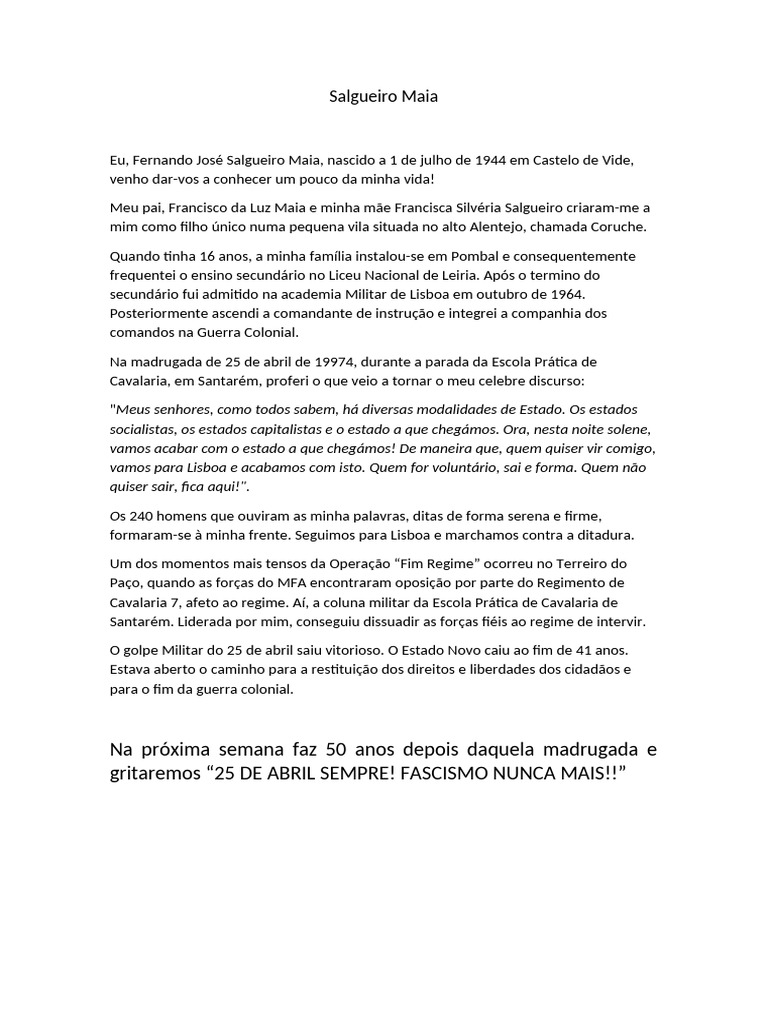 Salgueiro Maia e o 25 de Abril | PDF | Política | História