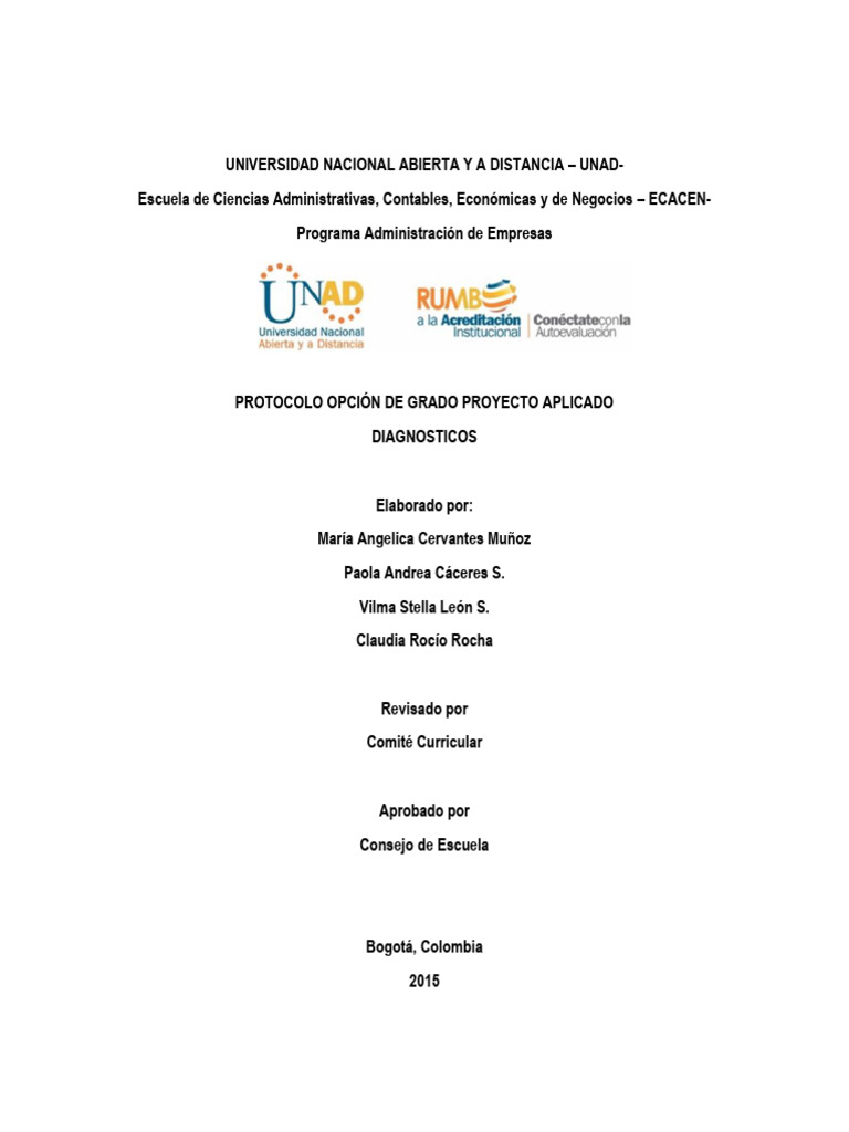 Protocolo Proyecto Diagnóstico | PDF | Teoría | Business