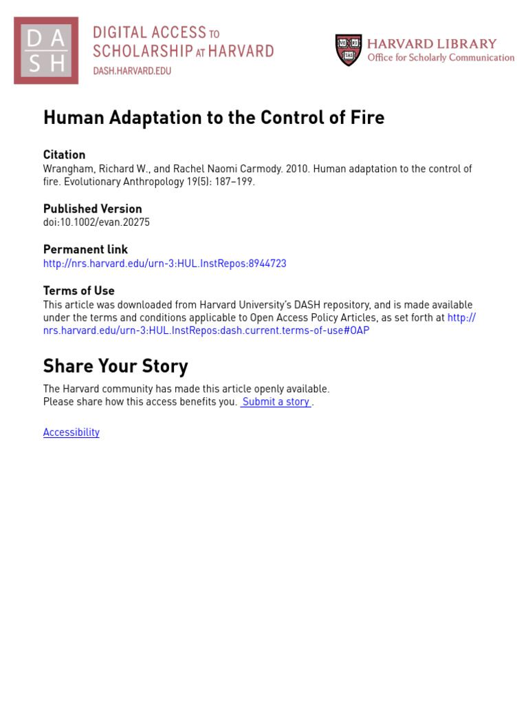 Human Adaptation To The Control Pdf Homo Human