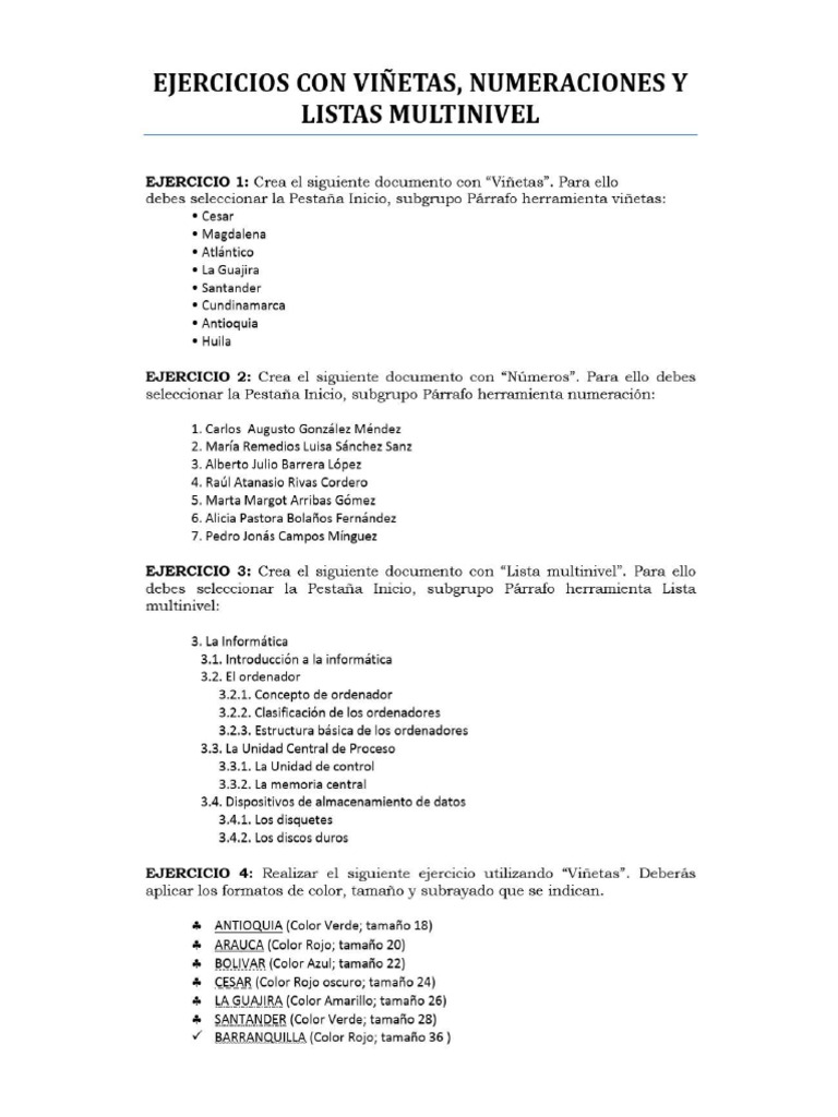 Listas Multinivel | PDF