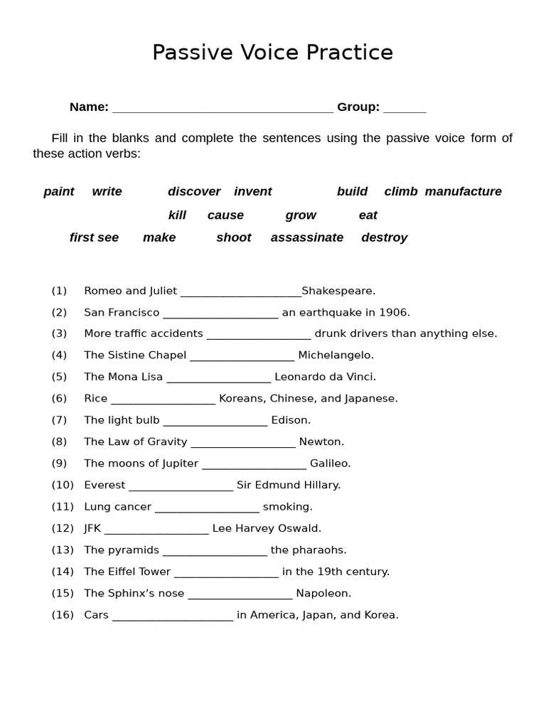 7.1.4 Passive Voice Practice | PDF