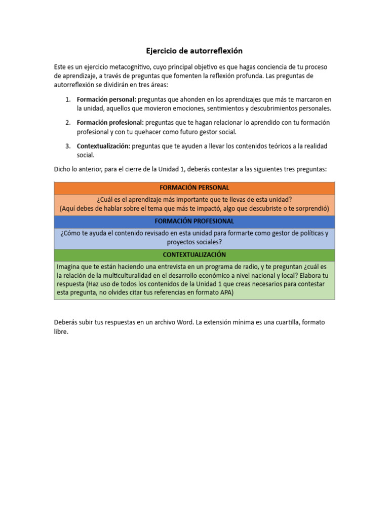 Autorreflexión U1 | PDF