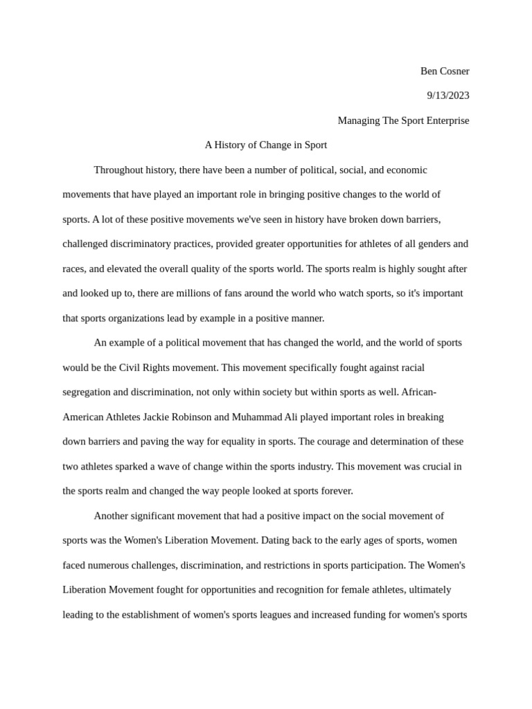 A History of Change in Sport | PDF | Discrimination | Title Ix