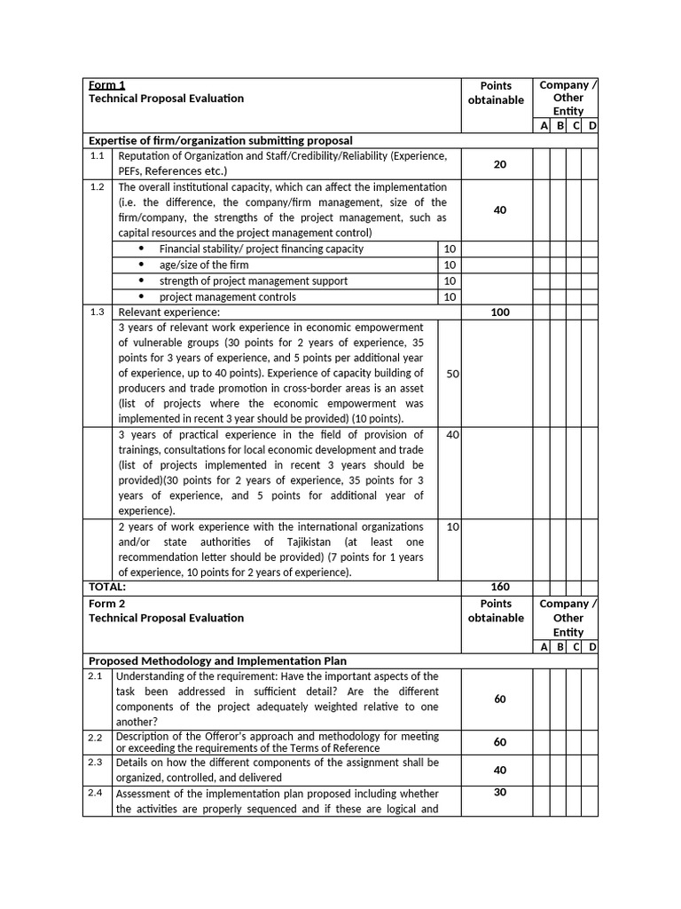 Annex - Detailed Evaluation Criteria | PDF | Methodology | Information