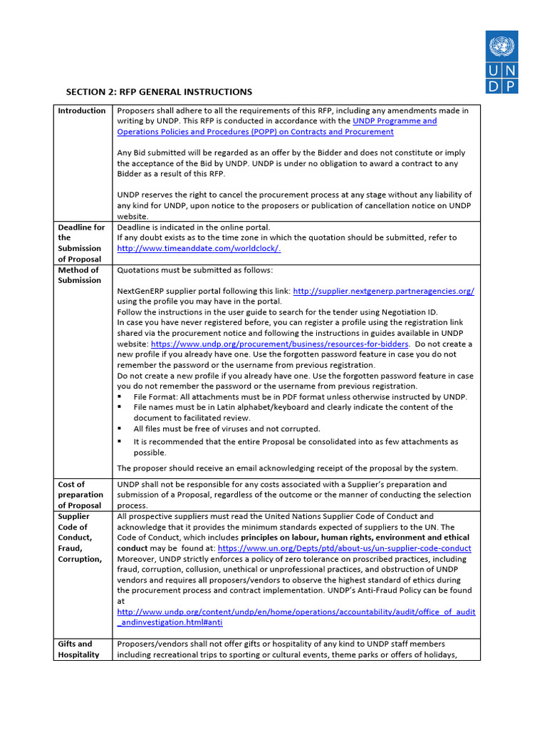 SECTION 2 General Instructions Low Value RFP | PDF | Request For Proposal | Joint Venture