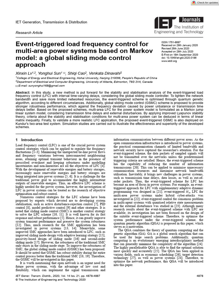 IET Generation Trans Dist - 2020 - LV - Event Triggered Load Frequency ...