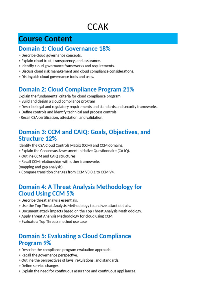 CCAK VS Advance Cloud Governance | PDF | Cloud Computing | Security