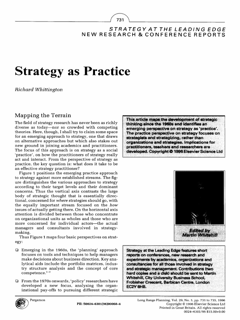 Strategy As Practice RWhittington 1996 | PDF | Strategic Management ...