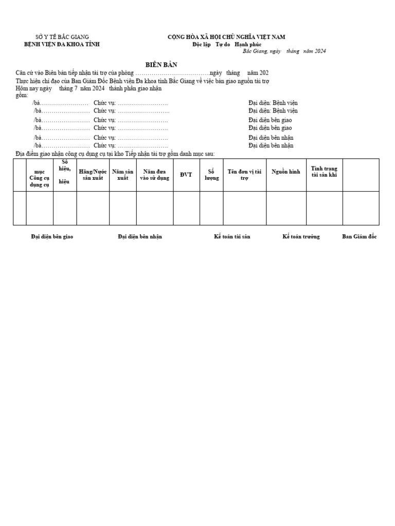 BM04 Biên bản ghi nhận phát quà tài trợ | PDF