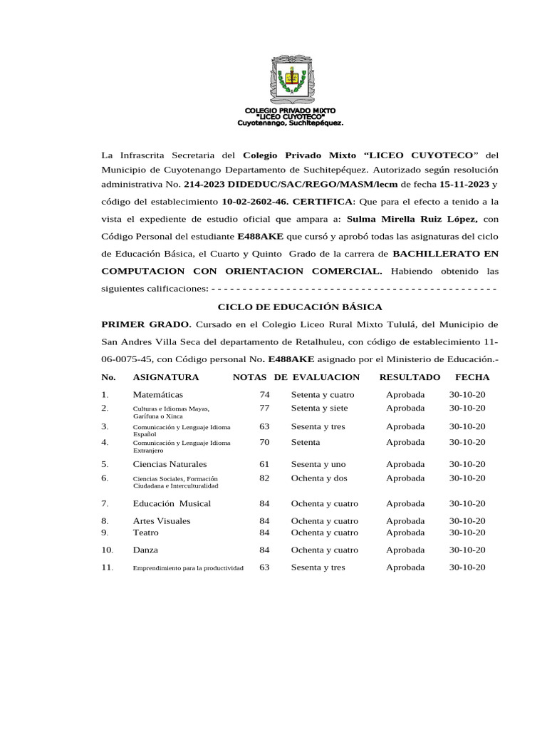 Certificación Sulma | PDF