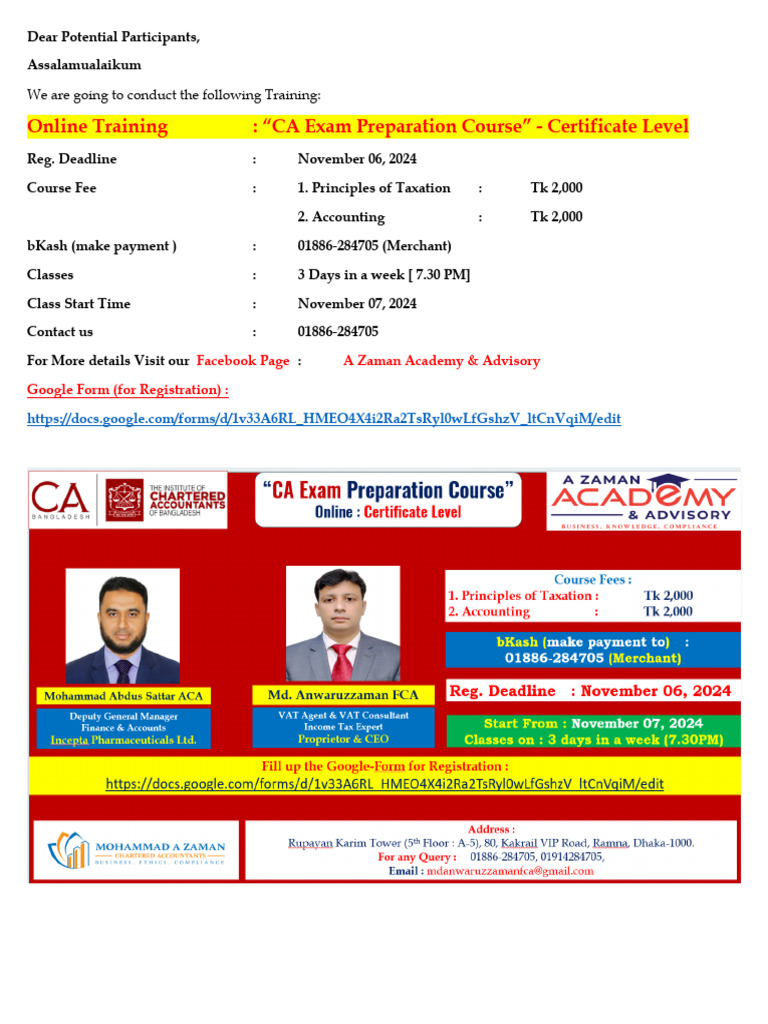 CA Exam Preparation Course | PDF