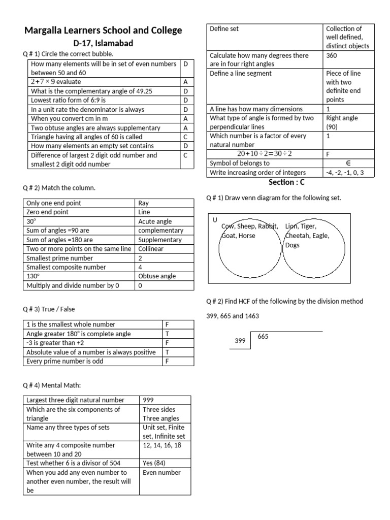 6th Class Math Key | PDF | Numbers | Triangle
