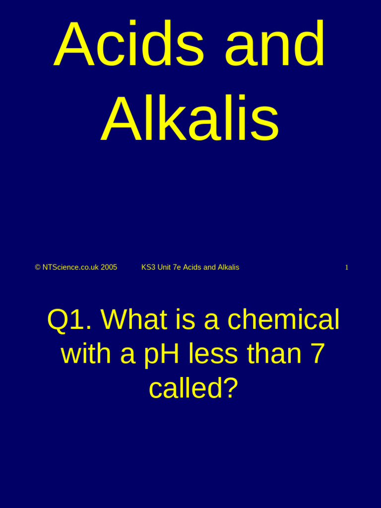 7e Acids Alkalis Science Quiz | PDF | Acid | Chemistry