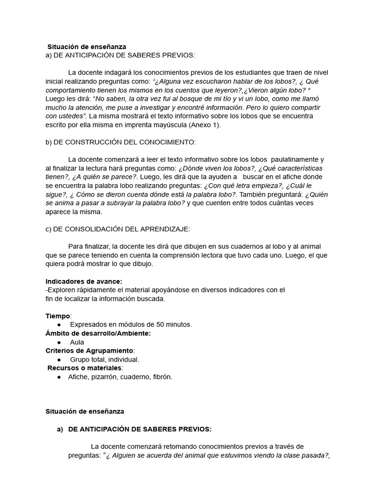 Estrategias de Enseñanza sobre Lobos y Gatos | PDF | Enseñando ...