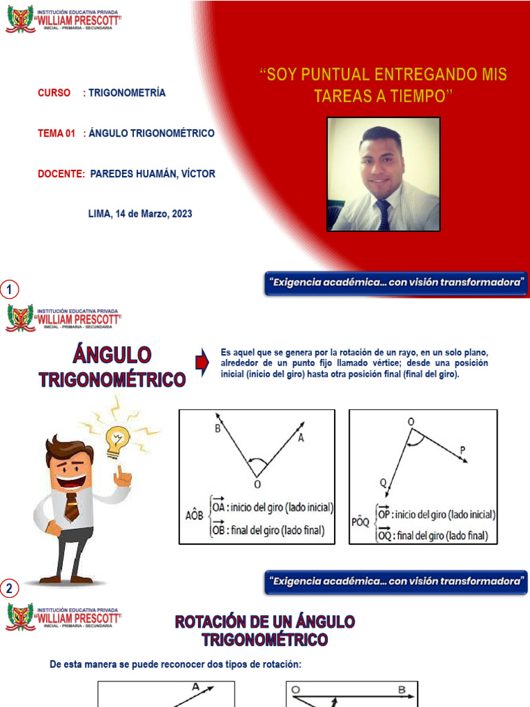 Tema 01 - Ángulo Trigonométrico | PDF