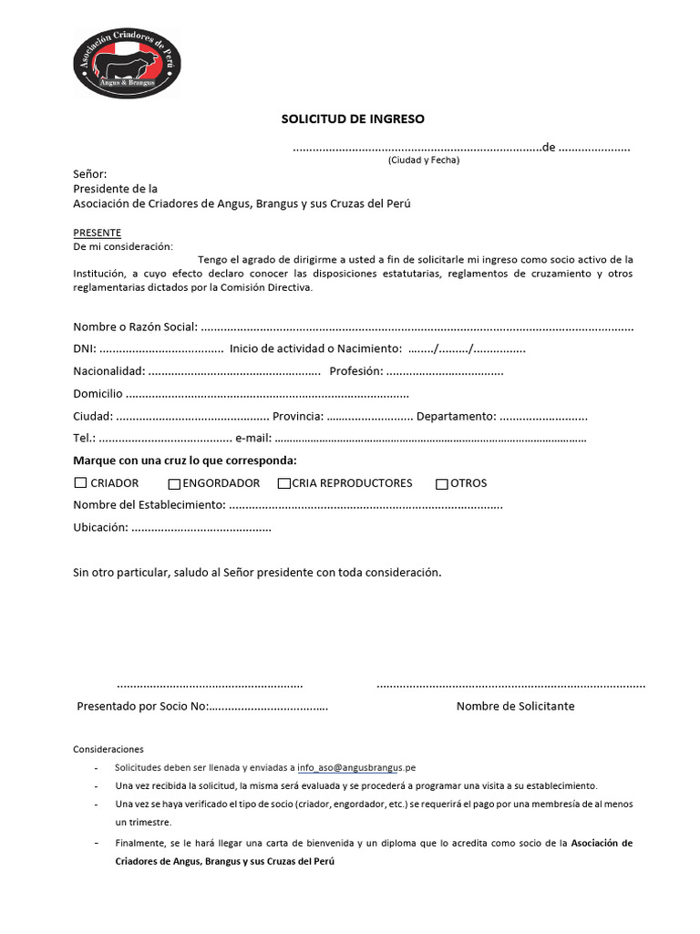 Solicitud de Ingreso Socio 2023 | PDF | Gobierno