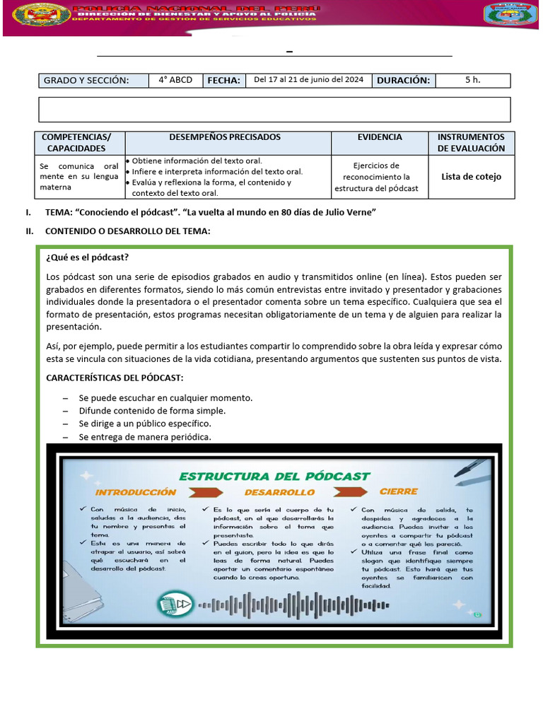 4to Grado Comunicación Semana 06 | PDF | Podcast | Comunicación