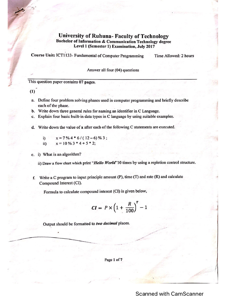 Computer Programming 2017 | PDF