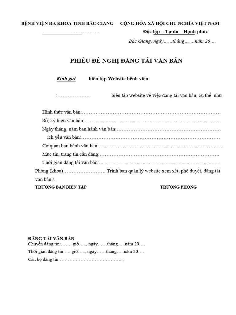 BM02 Phieu Đe Nghi Dang Tai Van Ban | PDF