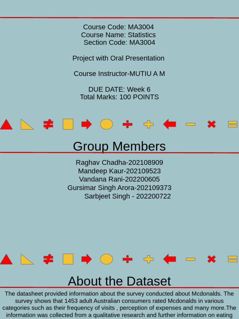 Statistics Project: McDonald's Survey | PDF | Mean | Information