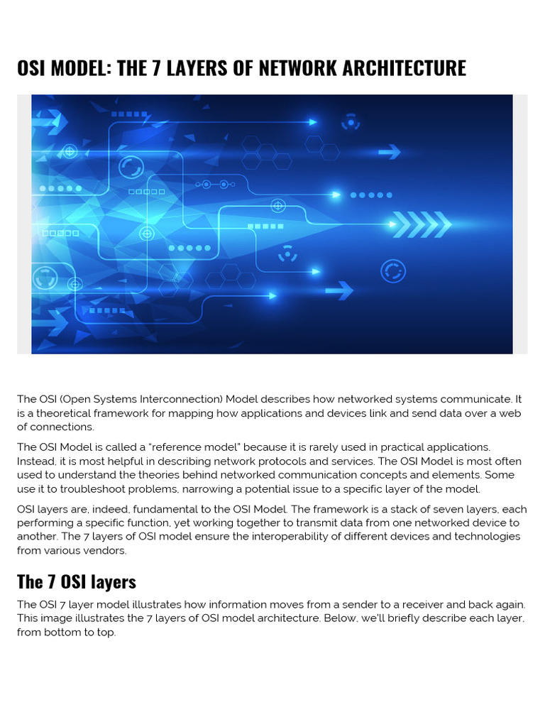 Osi Model The 7 Layers of Network Architecture | PDF | Osi Model ...