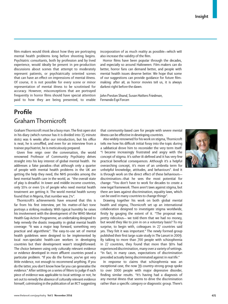 Graham-Thornicroft Lanpsy | PDF | Mental Disorder | Mental Health