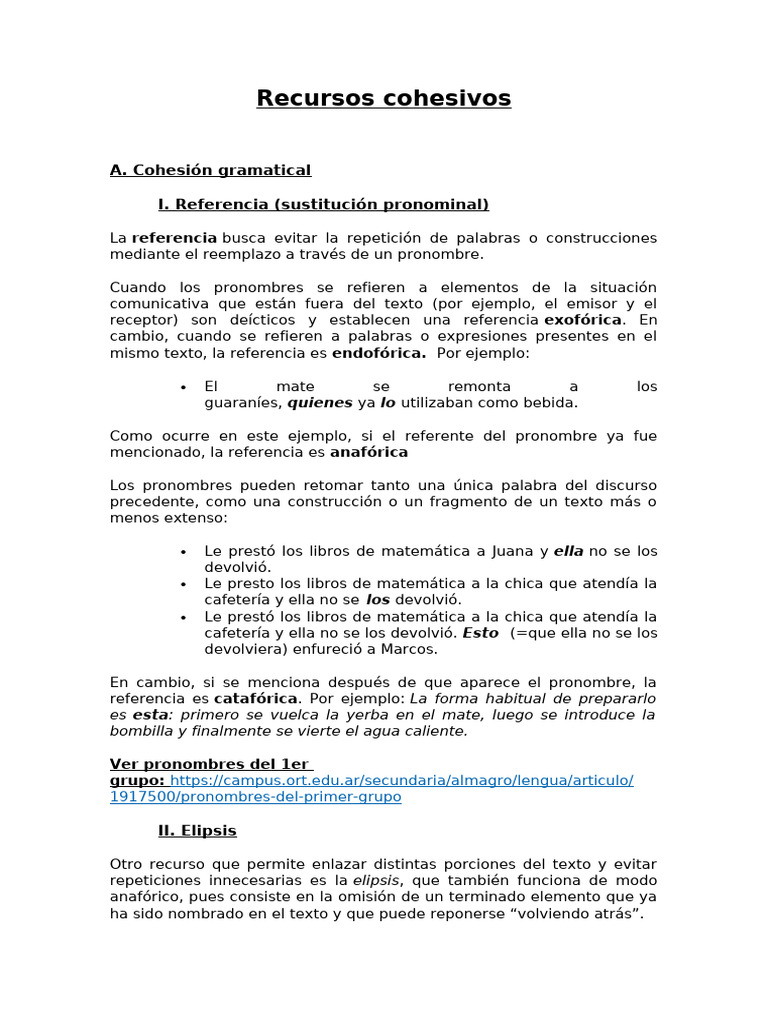 Recursos Cohesivos-2 | PDF | Pronombre | Lingüística