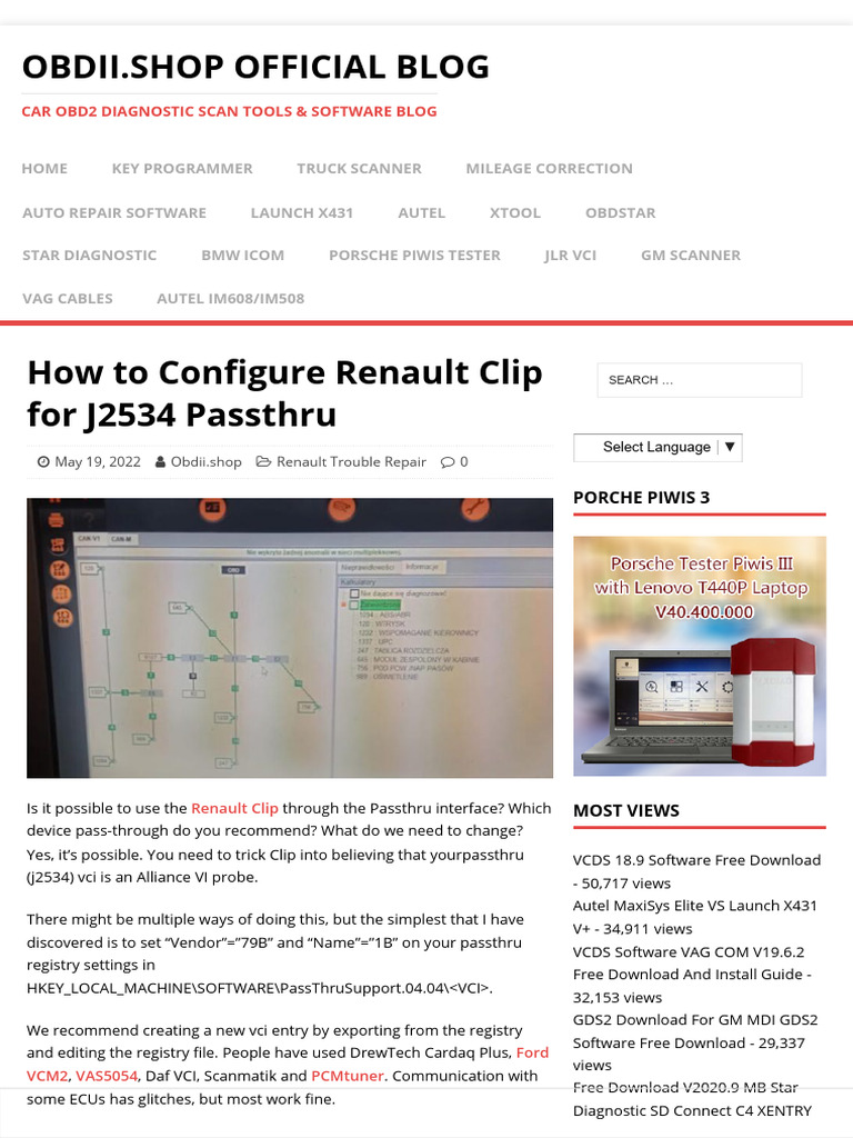Configuring Renault Clip with J2534 | PDF | General Motors | Vehicles