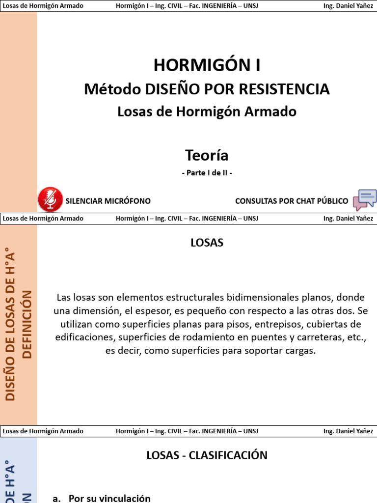Clase Teoría Losas - Parte I de II | PDF | Hormigón | Concreto reforzado