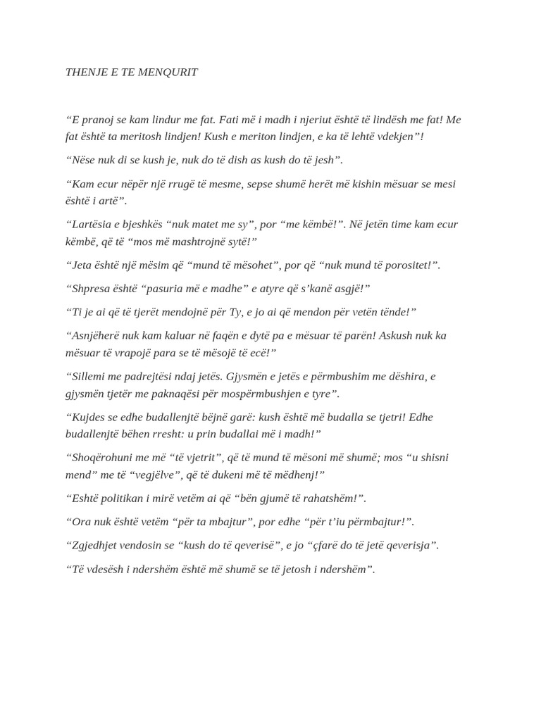 Thenje e Te Menqurit | PDF