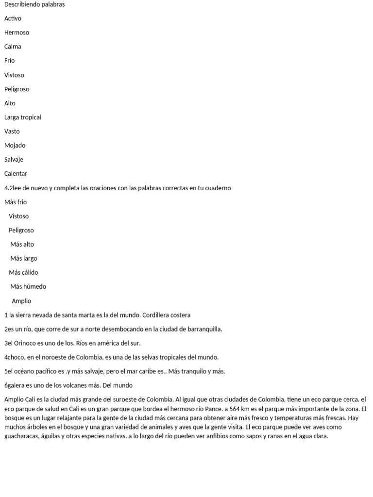 Ingles 901 | PDF | Colombia | Ciencias de la Tierra