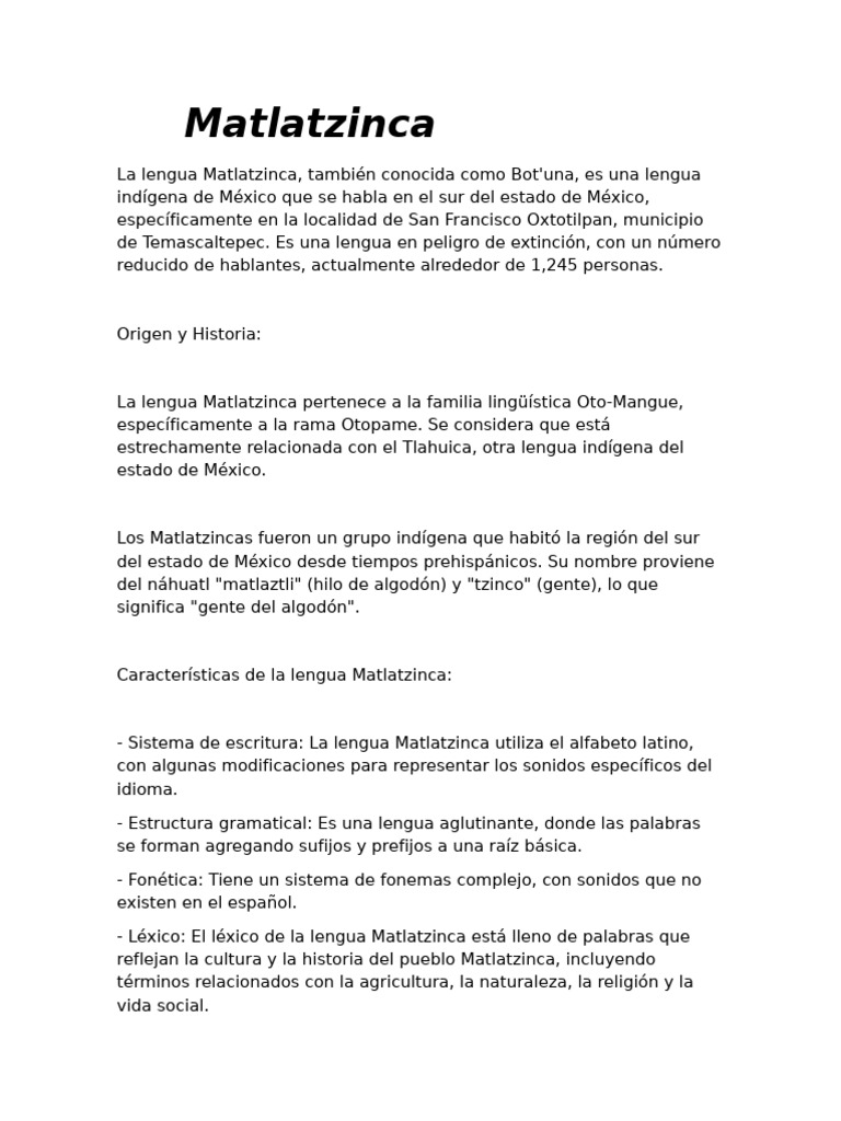 Matlatzinca | PDF | Lengua española | Náhuatl