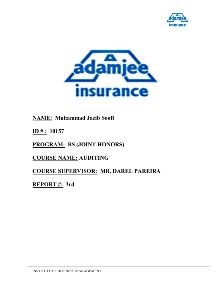 Adamjee Insurance | PDF | Depreciation | Insurance