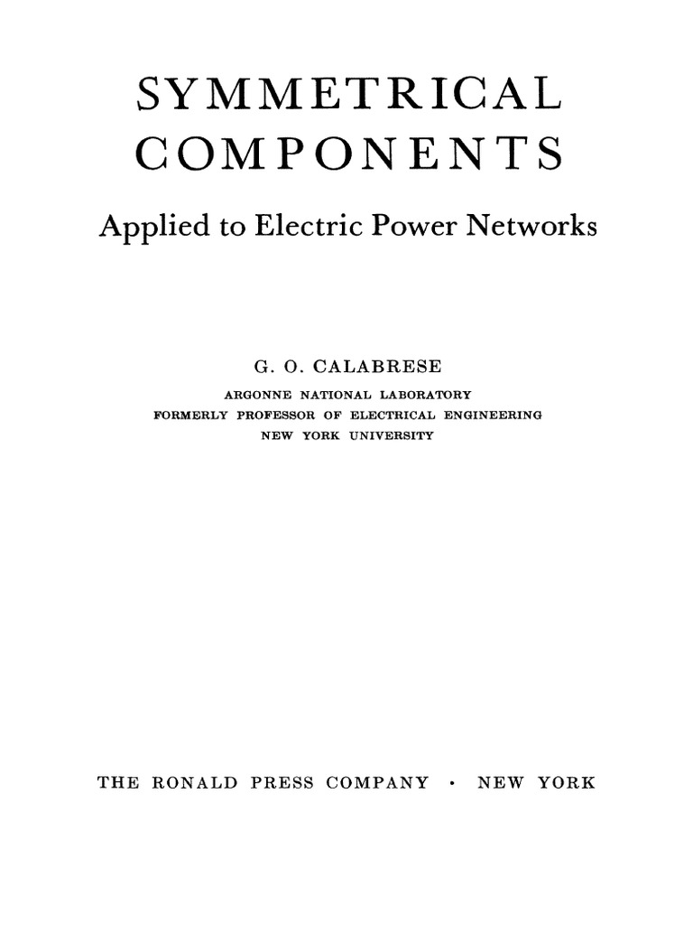 Symmetrical Components Applied To Electric Power Networks | PDF