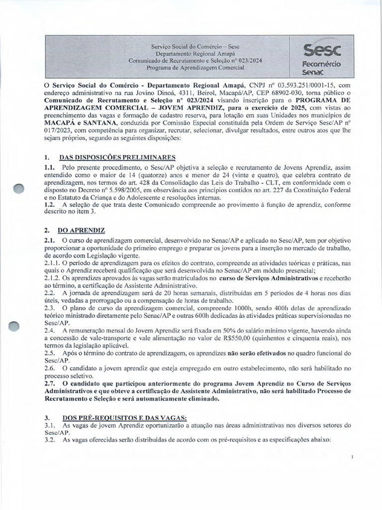 Comunicado de Recrutamento e Selecao N 023 2024 Edital de Abertura | PDF