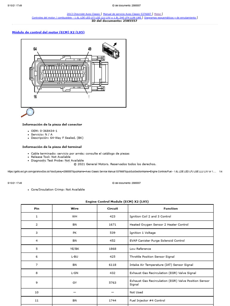 Aveo 2 ECM | PDF | Ingeniería mecánica | Tecnología del motor