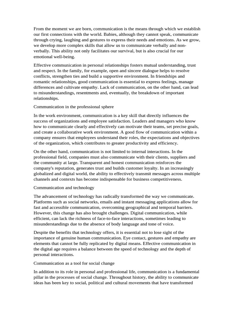 The Importance of Communication | PDF | Communication | Human Communication