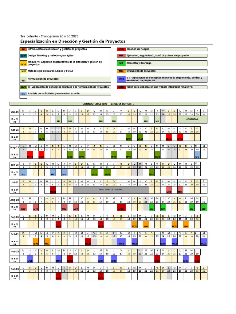 Cronograma 2C y 3C - 2023 - EDGP | PDF